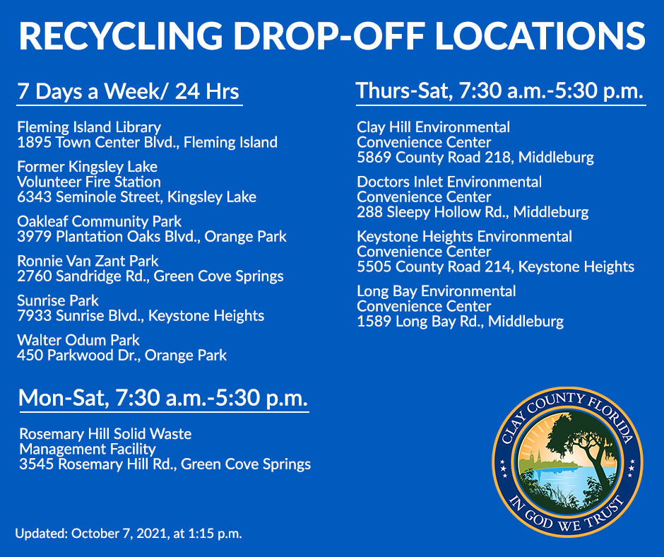 Recycling Drop Off at Kingsley Lake Park Moved to Former Volunteer Fire ...