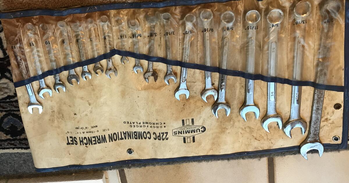 22 piece combination wrench set mixed lot,some Cummins, 6-19mm, 1/4 - 7 ...