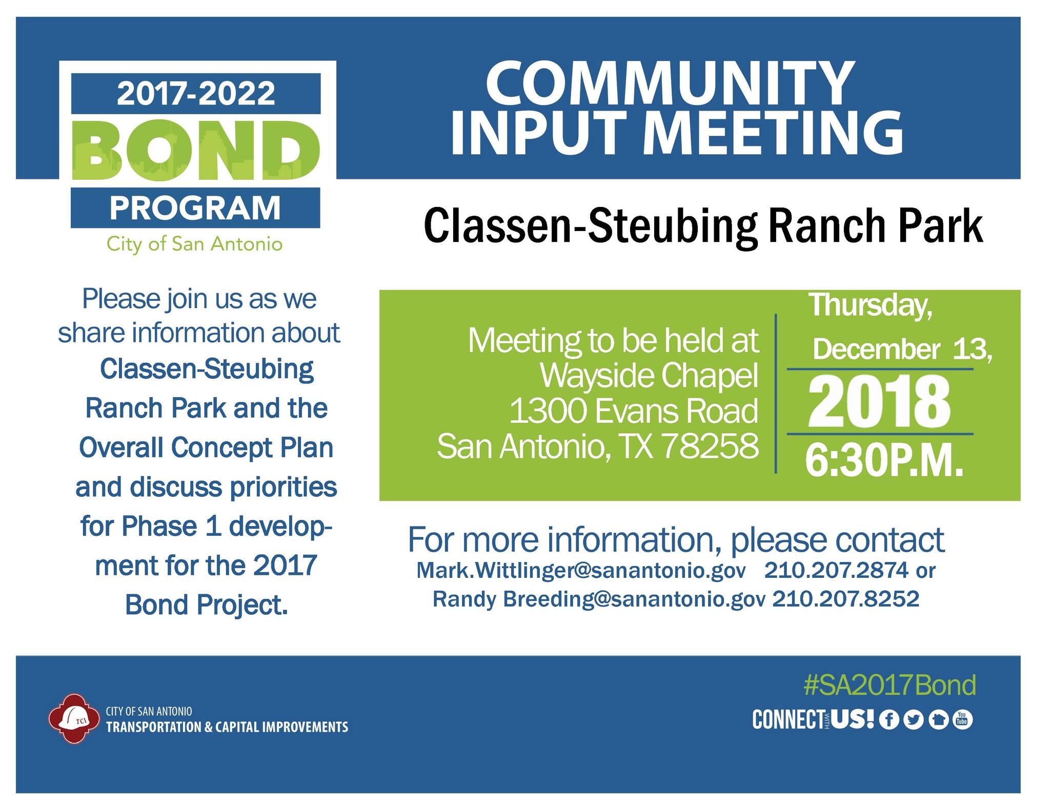 Community Meeting for Classen-Steubing Ranch Park (City of San Antonio ...