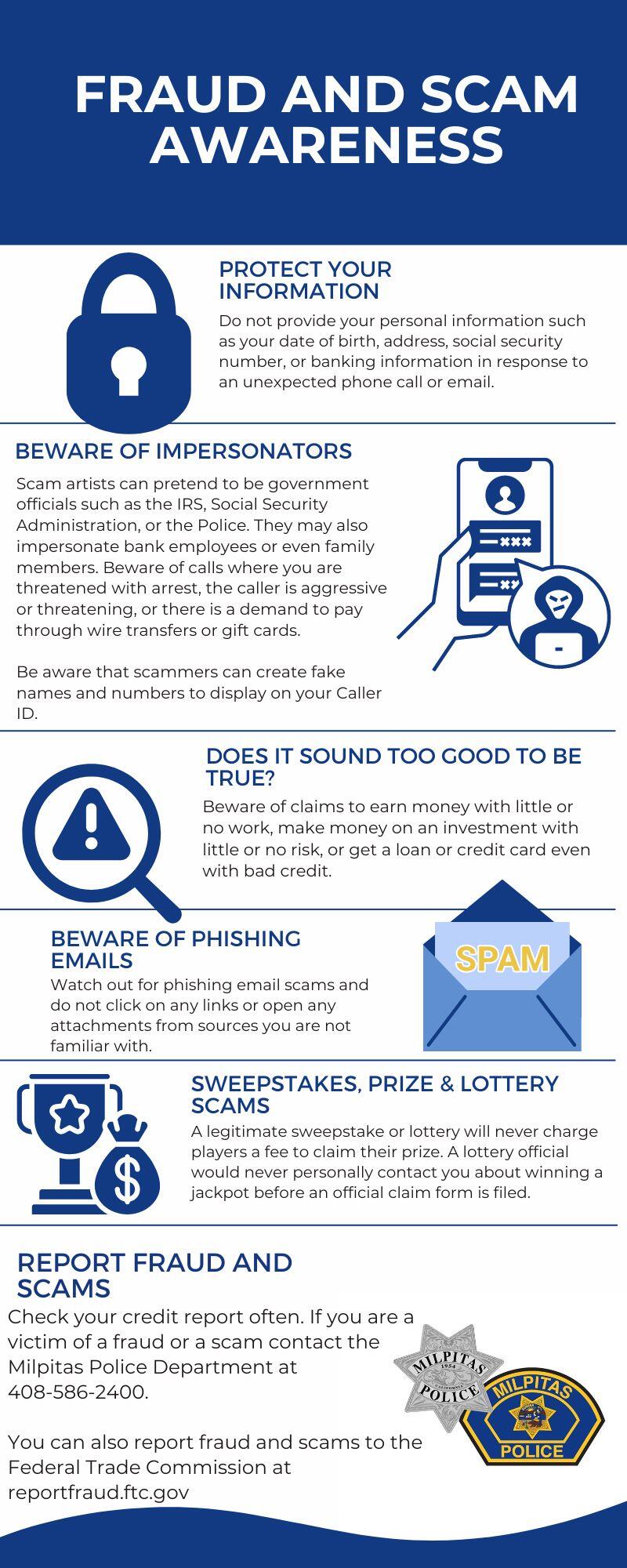 **Fraud and Scam Warning Signs and Prevention Tips** (Milpitas Police ...