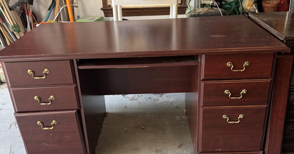 Wooden Computer Desk with Drawers; North Raleigh location for Free in ...