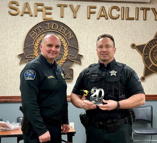 Yesterday during a department meeting, several officers were recognized ...