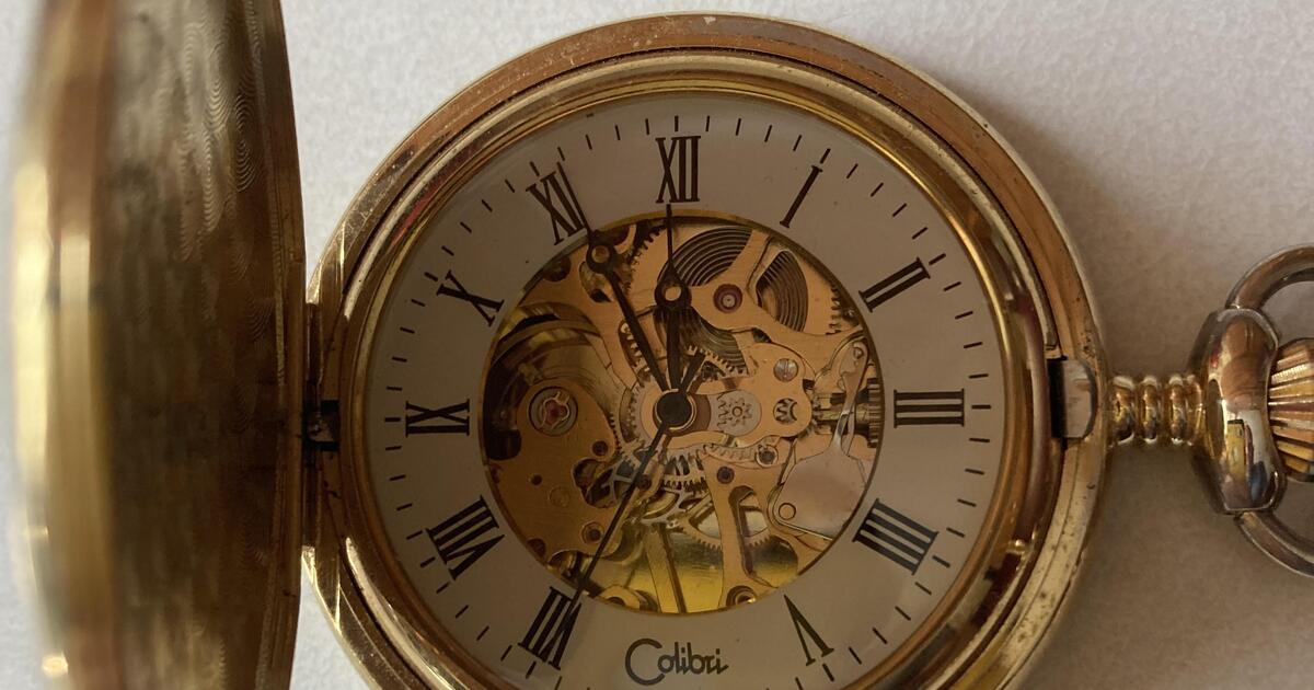 Vintage Colibri 17 Jewels Mechanical Gold Tone Pocket Watch w/Cherry ...