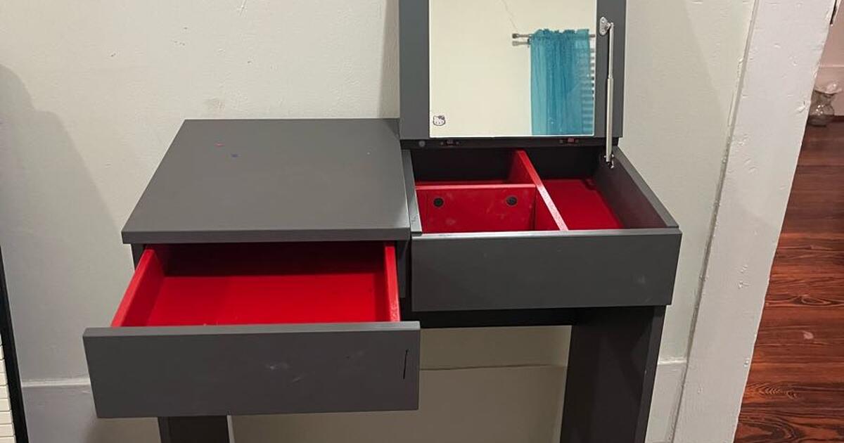 Gray Vanity Table with Mirror IKEA for $20 in Houston, TX | For Sale ...