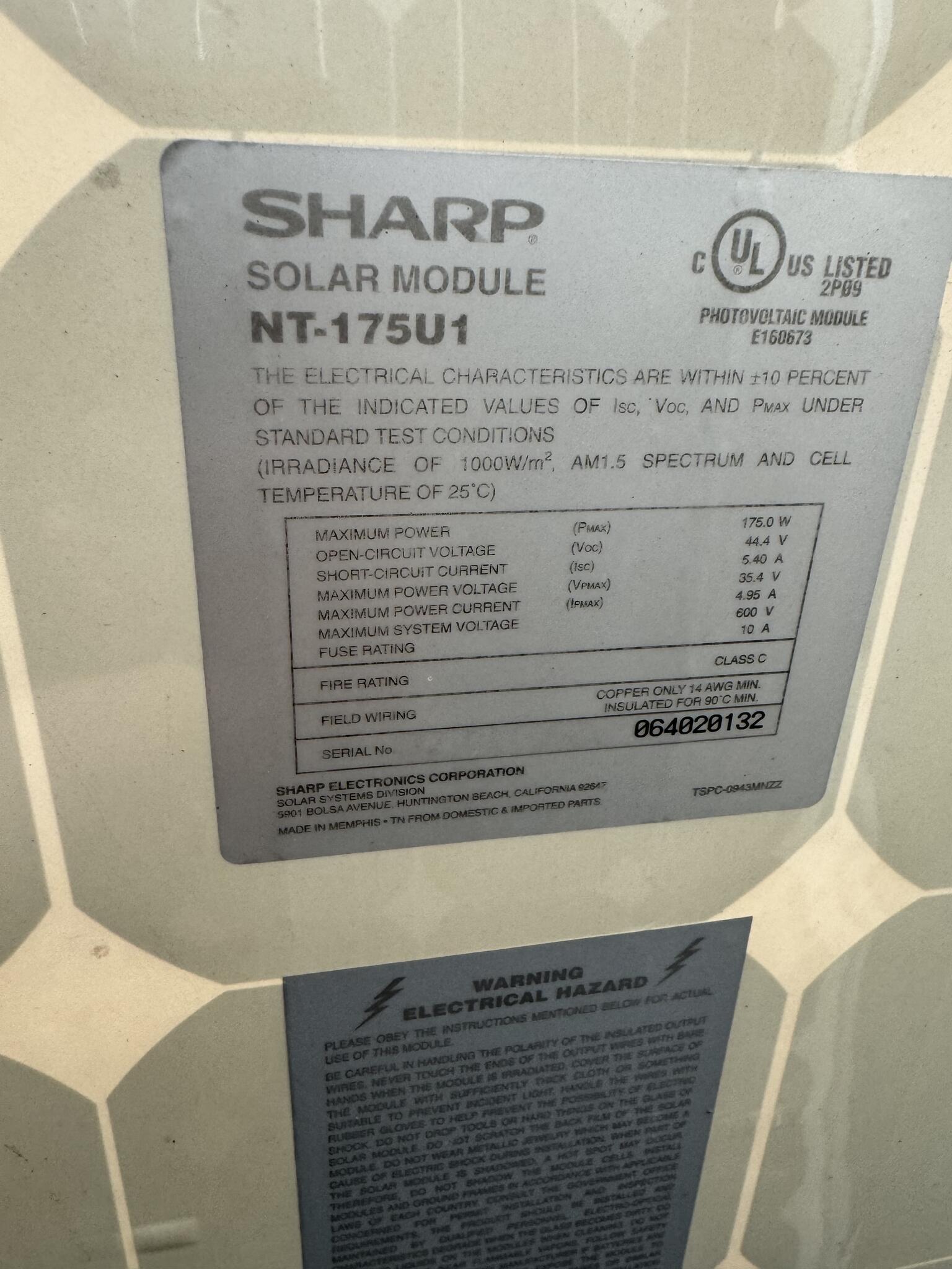 (14) Sharp 175W Solar Panels for $50 in Lafayette, CA | For Sale & Free ...