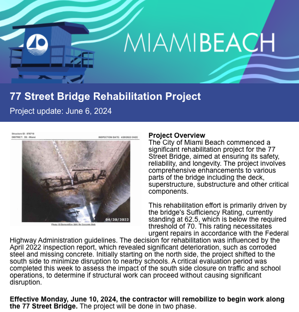 The City of Miami Beach commenced a significant rehabilitation project ...