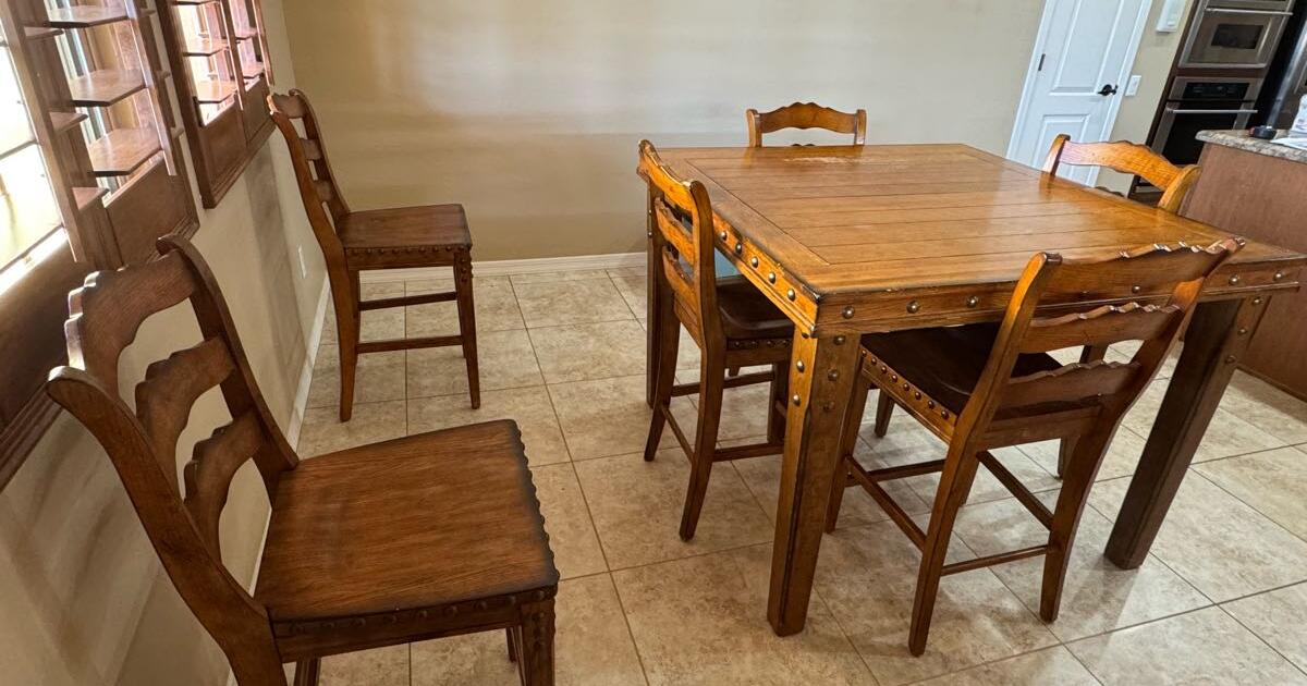Wooden Dining hi top western Table Set for $200 in Sun City, AZ | For ...