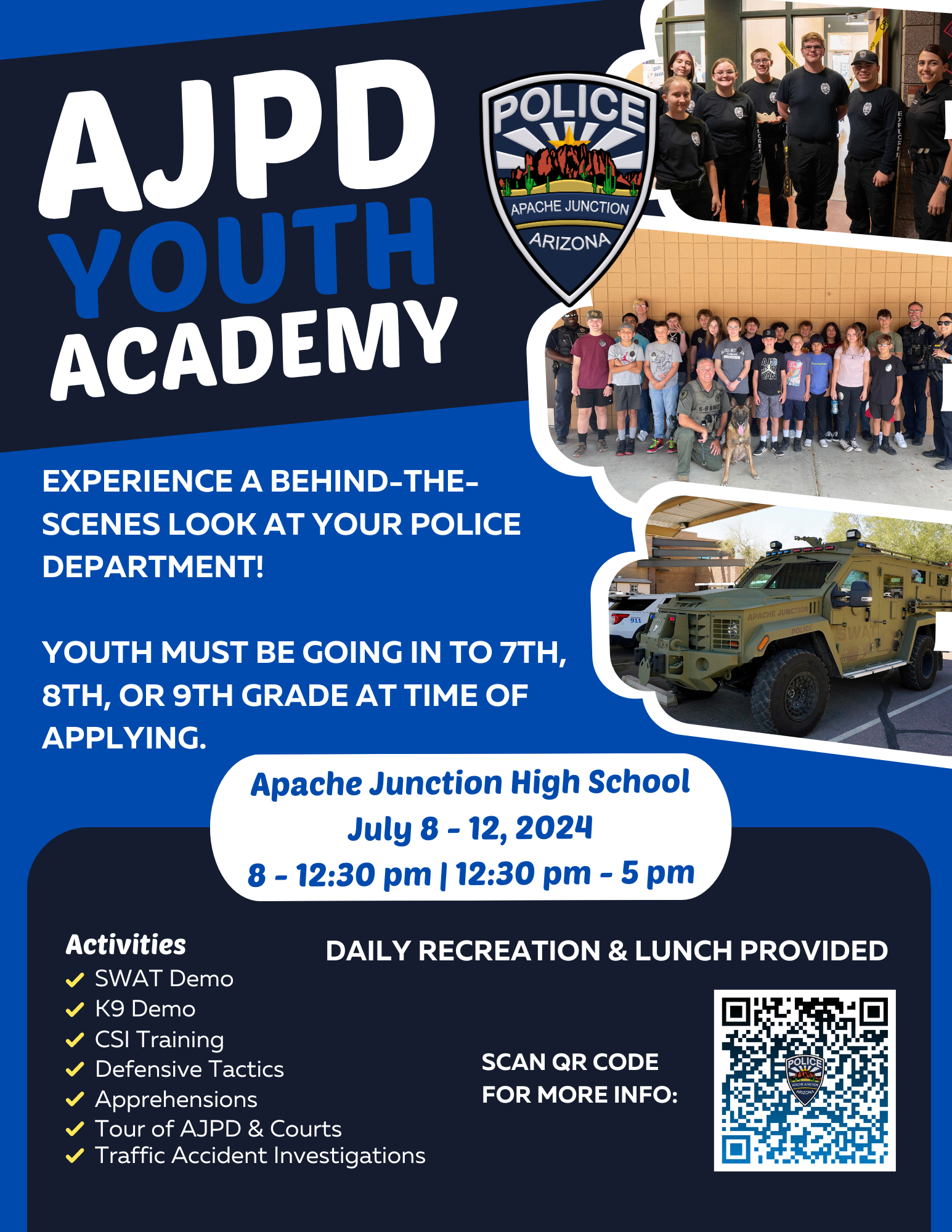 AJPD’s Youth Academy is coming July 8-12th! (Apache Junction Police ...