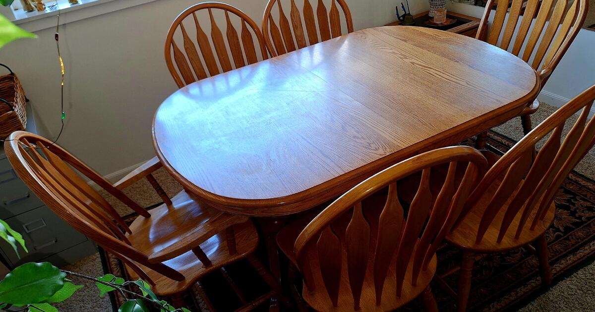 60" X 42" Oak Dining Table - 5 Chairs for $150 in Tacoma, WA | For Sale ...