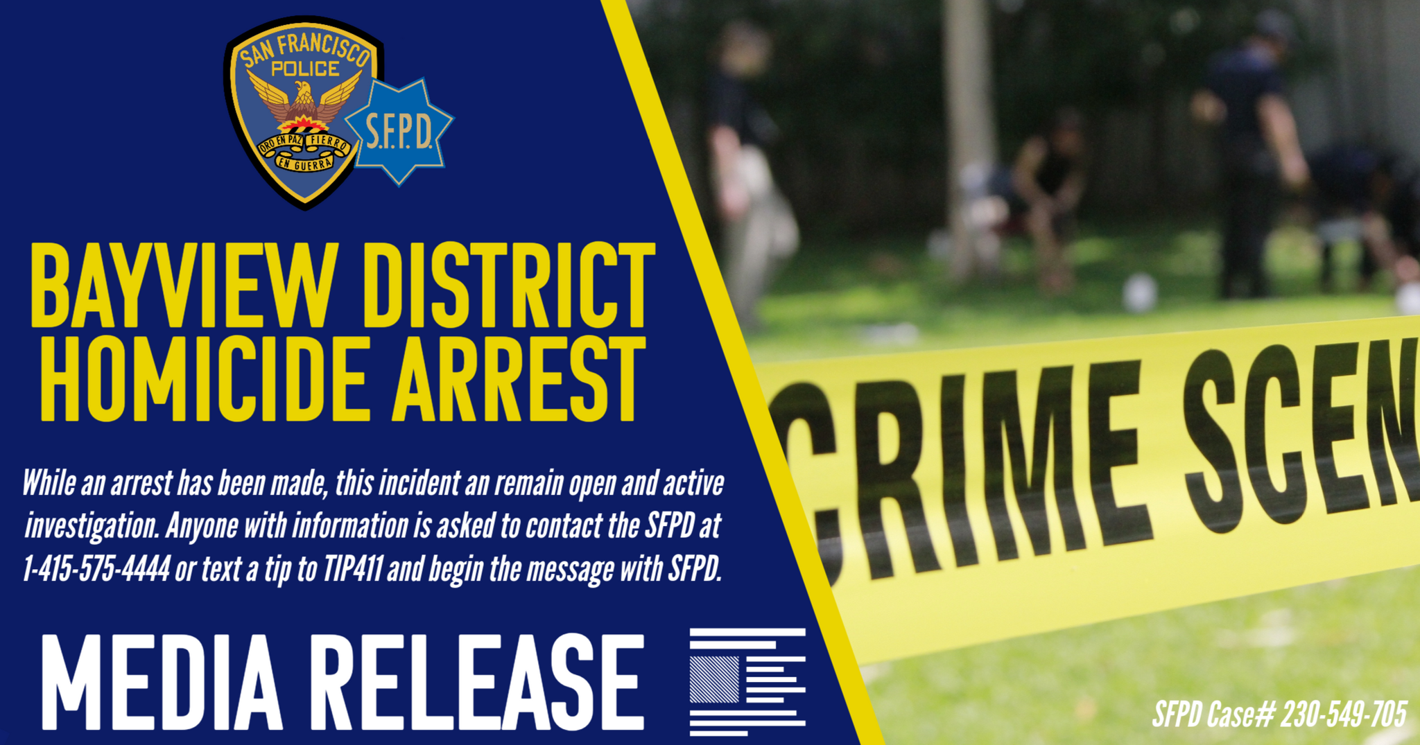 Bayview District Homicide Arrest (San Francisco Police Department ...