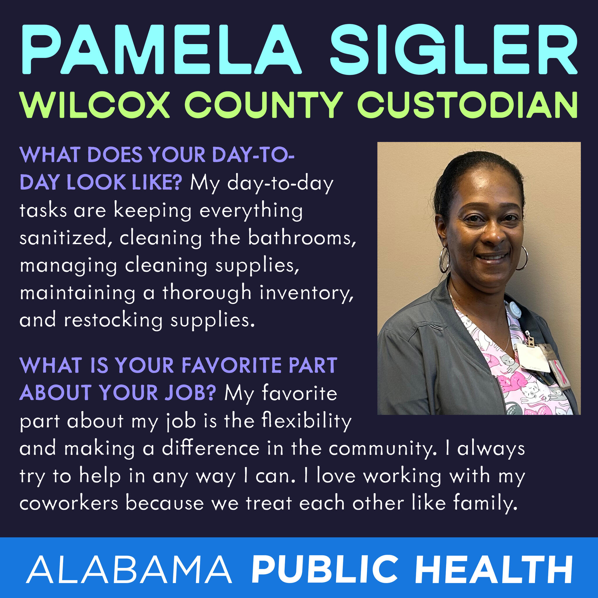 This Friendly Face Friday, meet Pamela Sigler, a dedicated Custodian at ...
