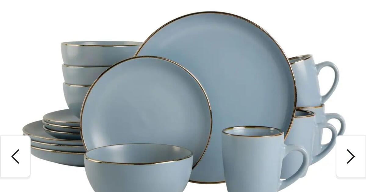 Crate & Barrel Addison Grey 16-Piece Gold Rim Dinnerware Set for $50 in ...