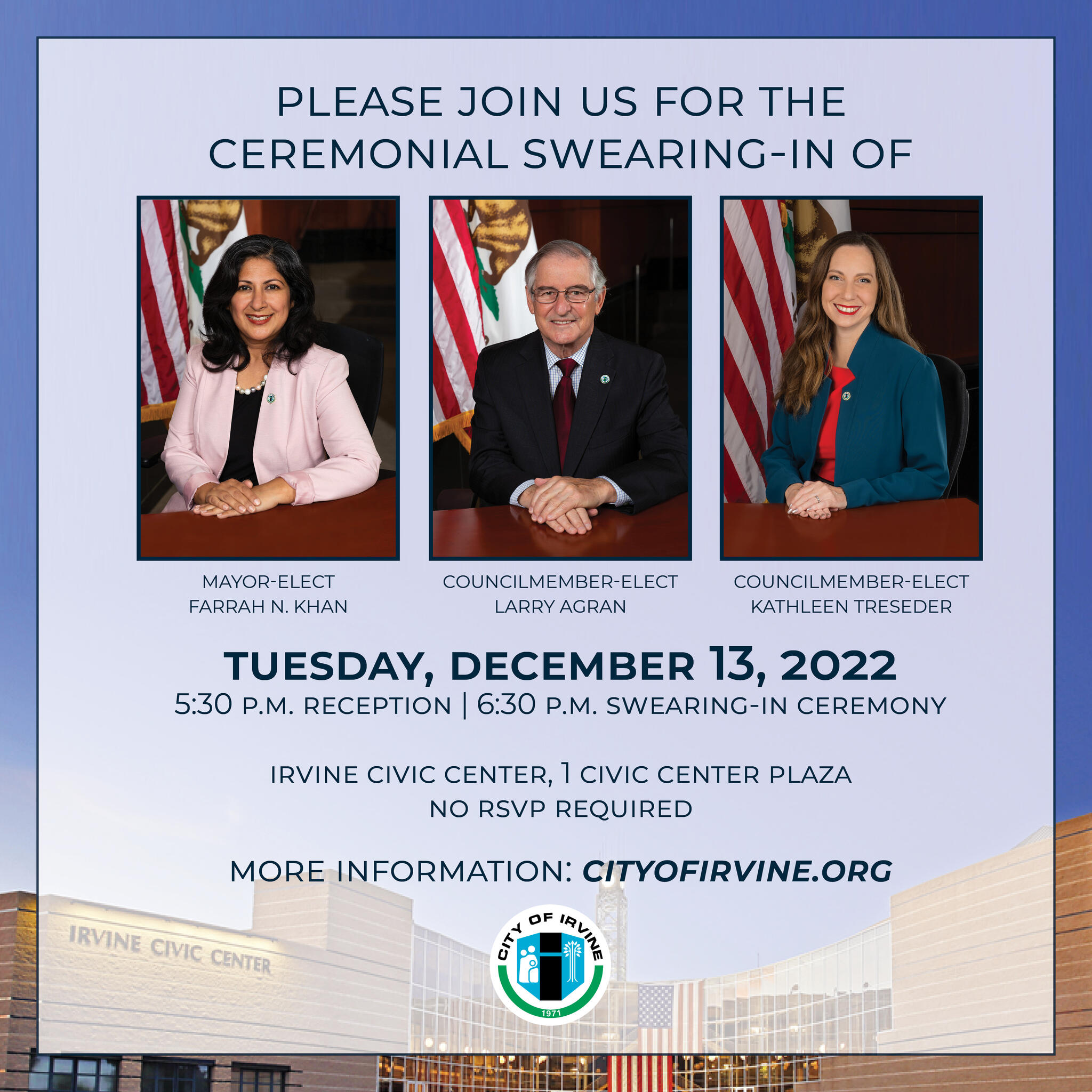 Swearing-In Ceremony for Mayor and Councilmembers is December 13 (City ...