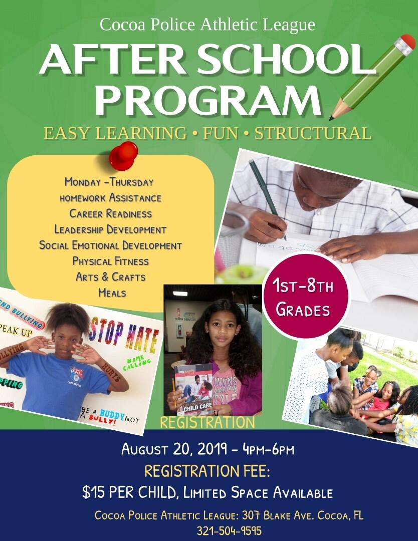 Cocoa Police Athletic League After School Program Registration (Cocoa ...