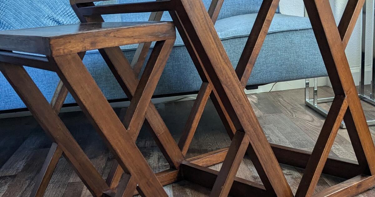 Group of Three Indonesian Hardwood Nesting Tables, Pier 1 Imports ...