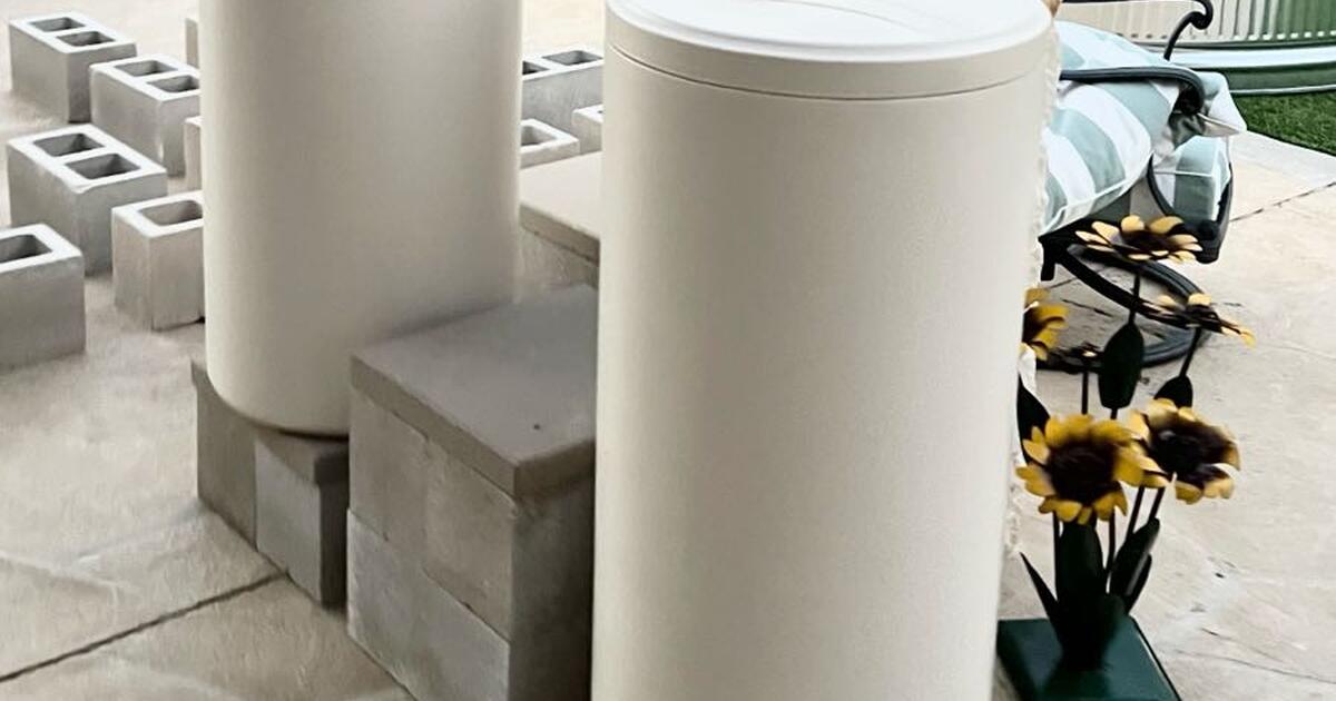 Two 18-inch x 40-inch Almond Round Salt Brine Tanks for Water Softeners ...