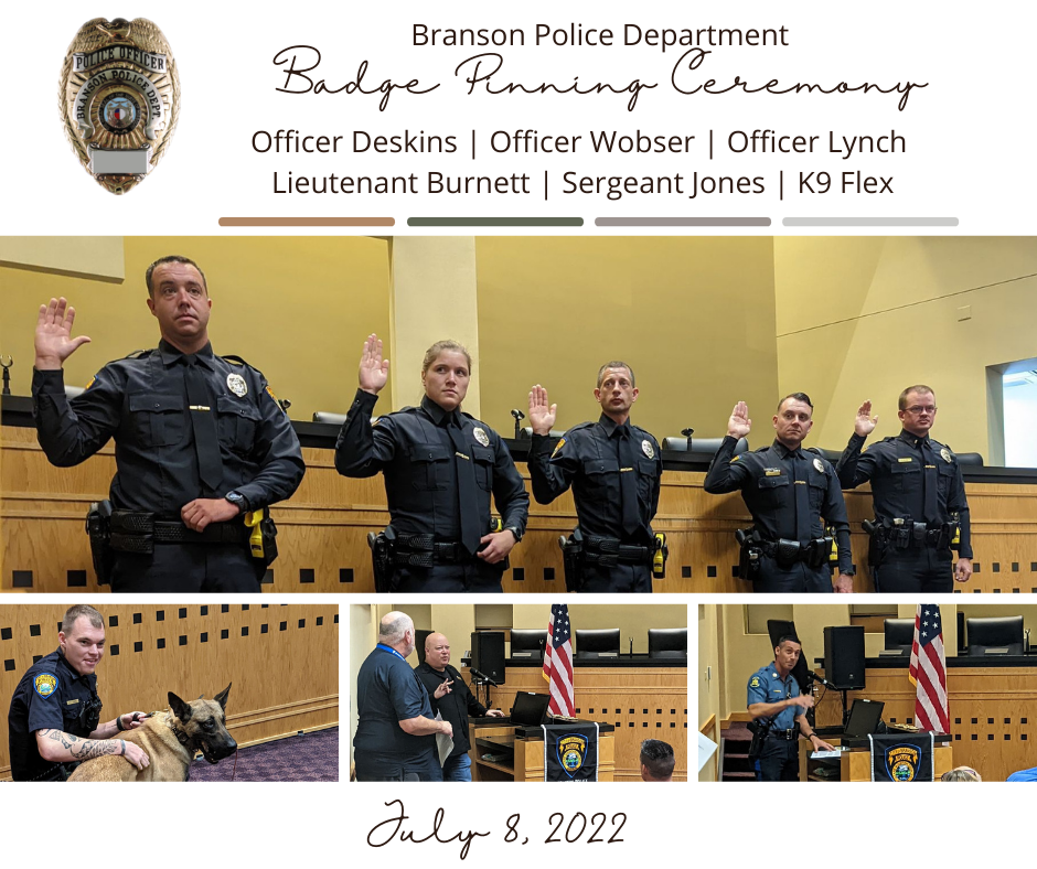 Welcome - Badge Pinning Ceremony (Branson Police Department) — Nextdoor ...