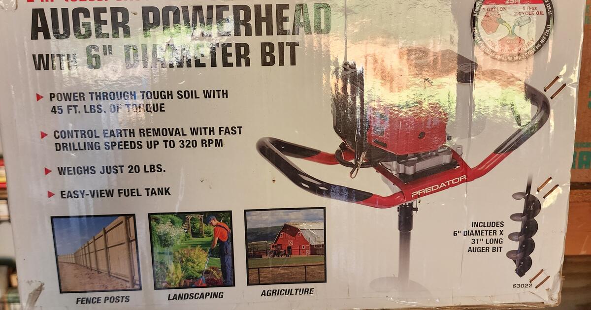 Predator 2 HP Gasoline Auger Powerhead with 6" Diameter Bit for $150 in ...