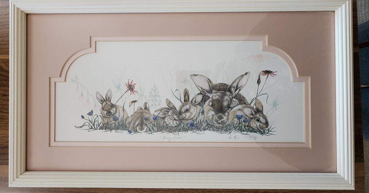 Vintage 1988 Signed, Matted and Framed Don Kent Piece "Bunny Bunch" for ...