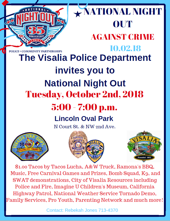 National Night Out is one week away! (Visalia Police Department ...