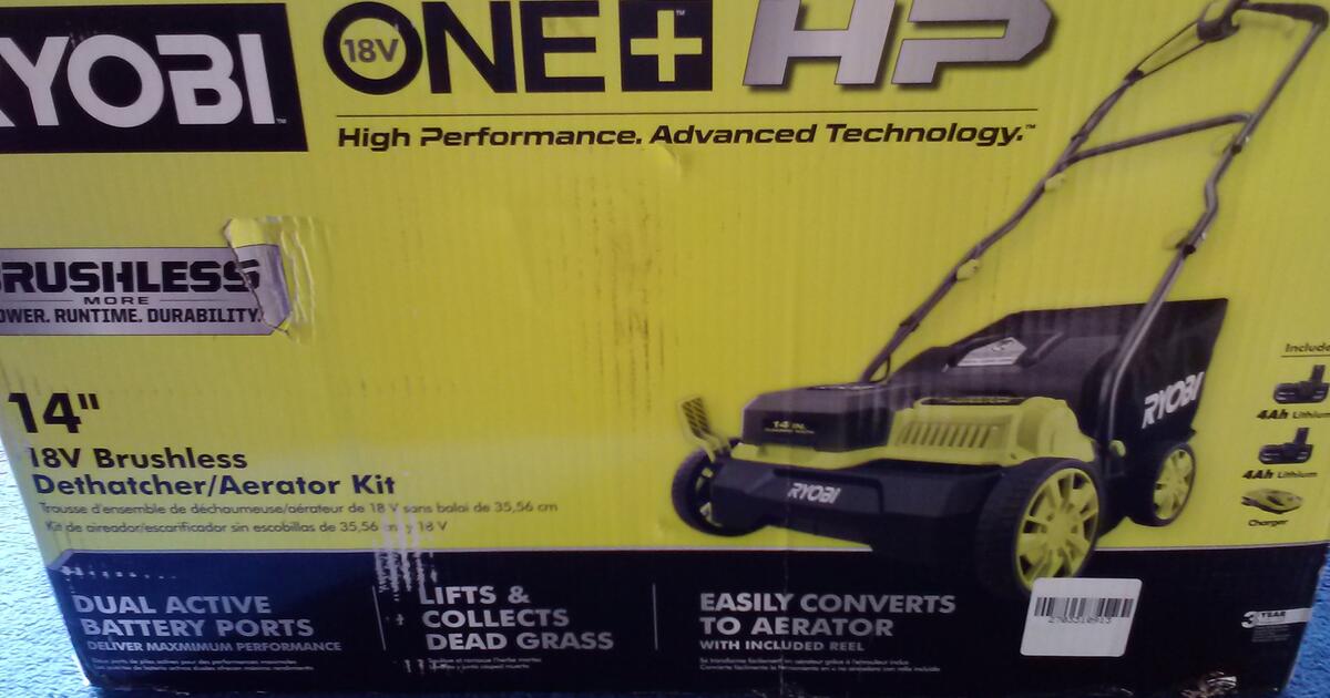 RYOBI ONE+ HP 18V 14 in. Cordless Battery Dethatcher/Aerator with (2 ...