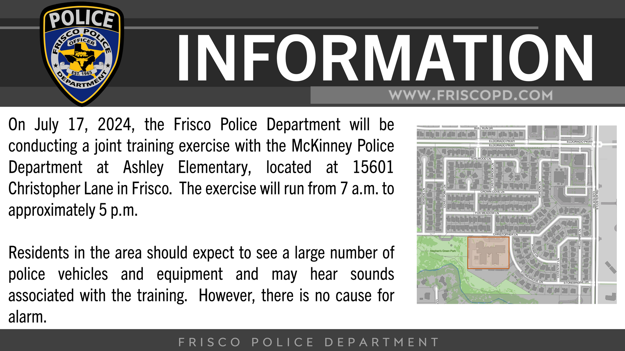 On July 17, 2024, the Frisco Police Department will be conducting a ...