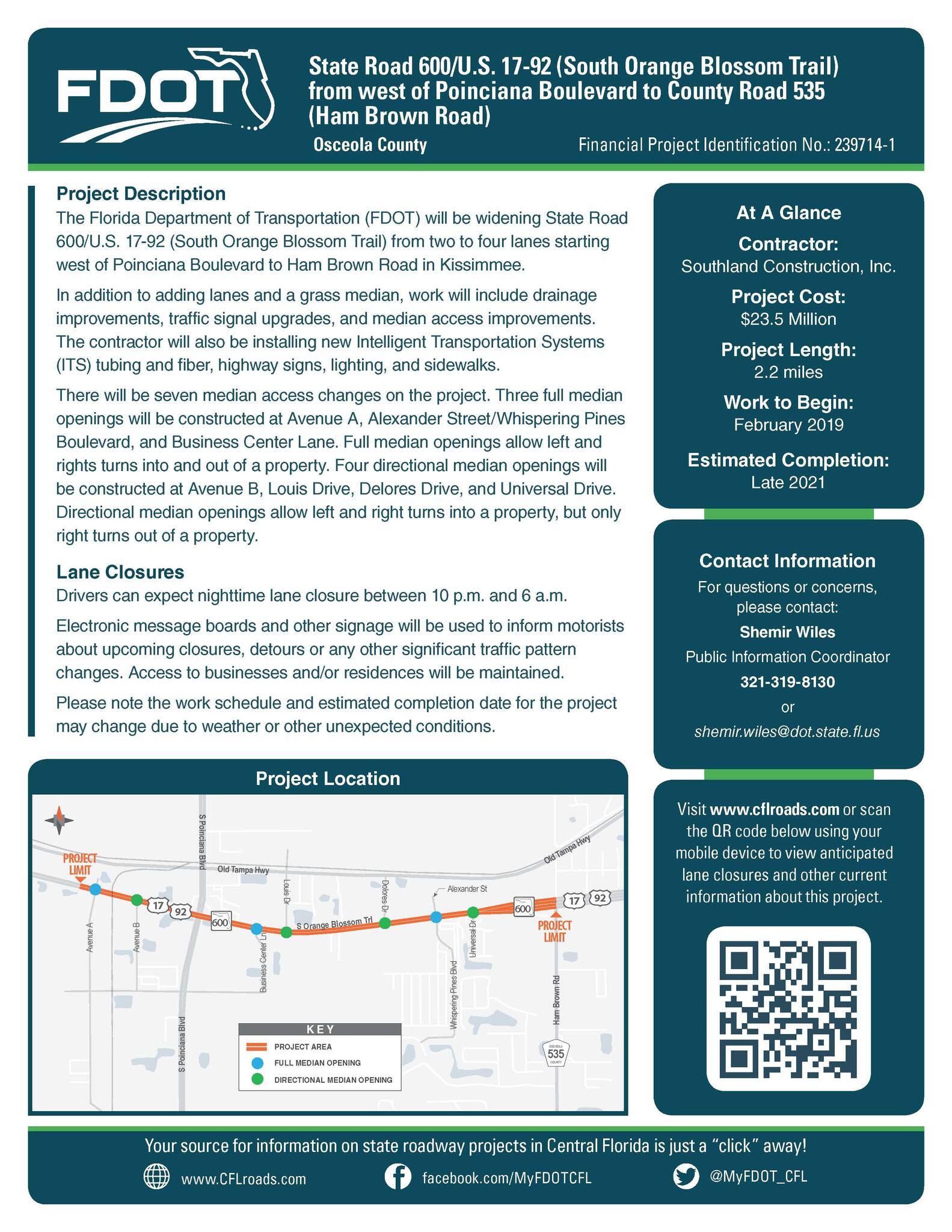 FDOT Central Florida announces project to widen 17-92 in Osceola County ...