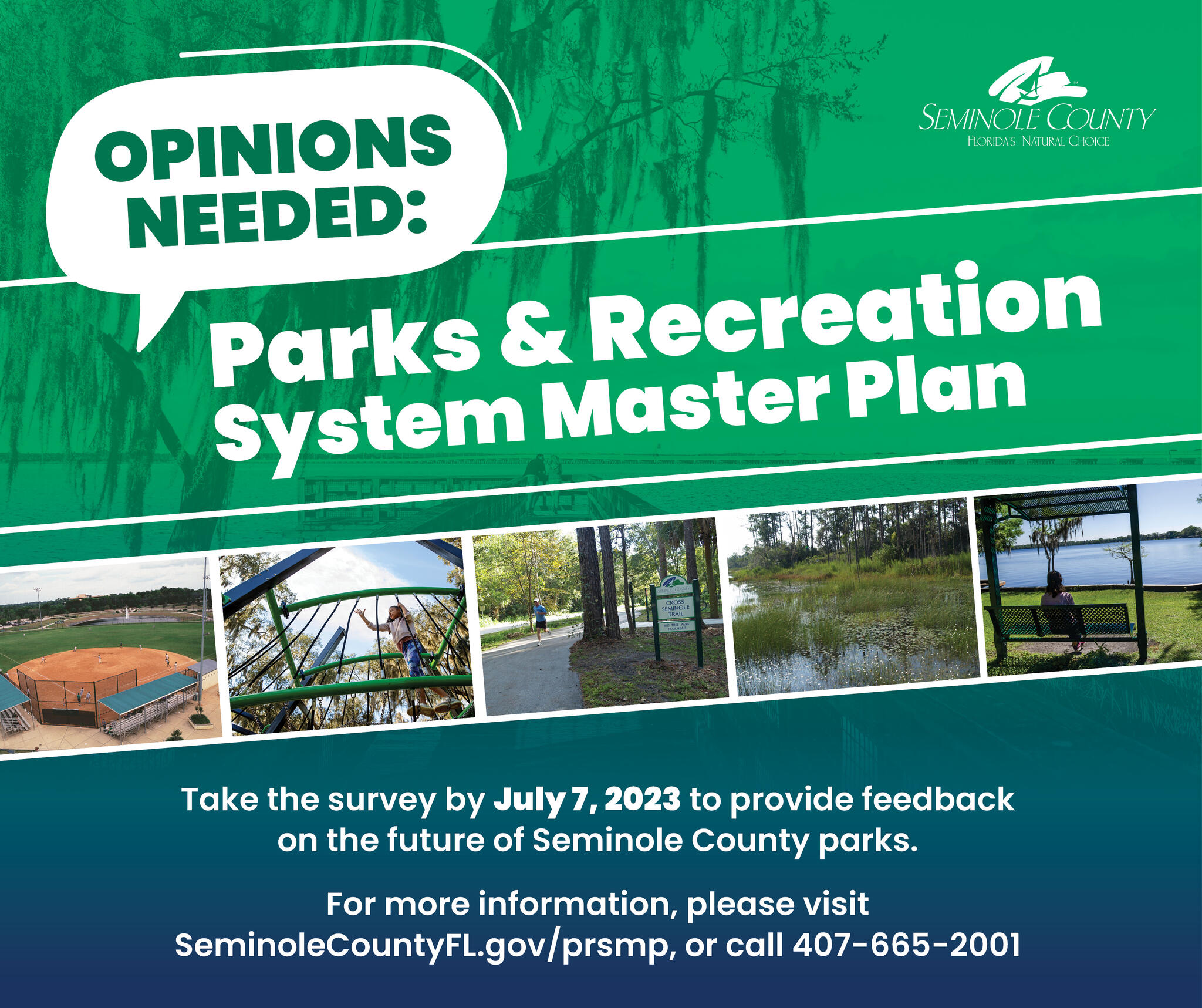 SURVEY SAYS: Visit https://www.seminolecountyfl.gov/prsmp to take the Parks & Recreation System ...