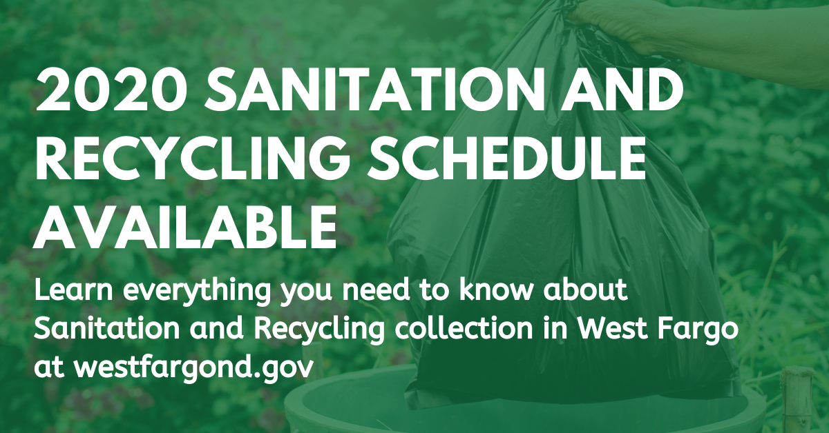 West Fargo 2020 Sanitation and Recycling calendar and daily collection ...