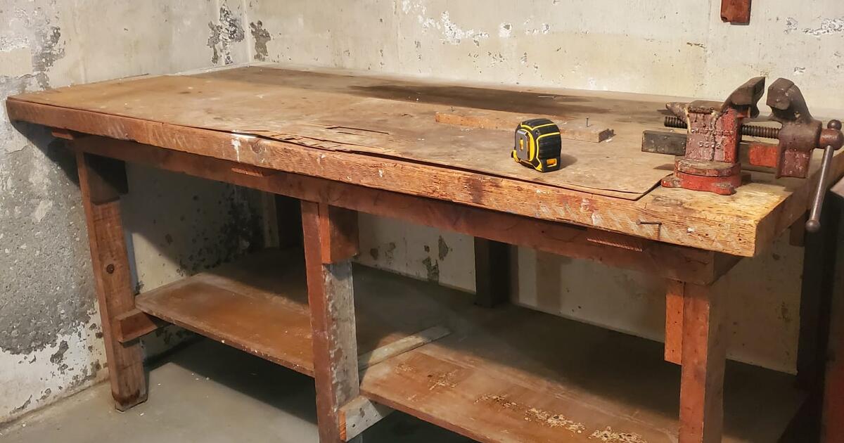 Sturdy Wooden Workbench with Vise for Free in Arlington, MA | For Sale ...