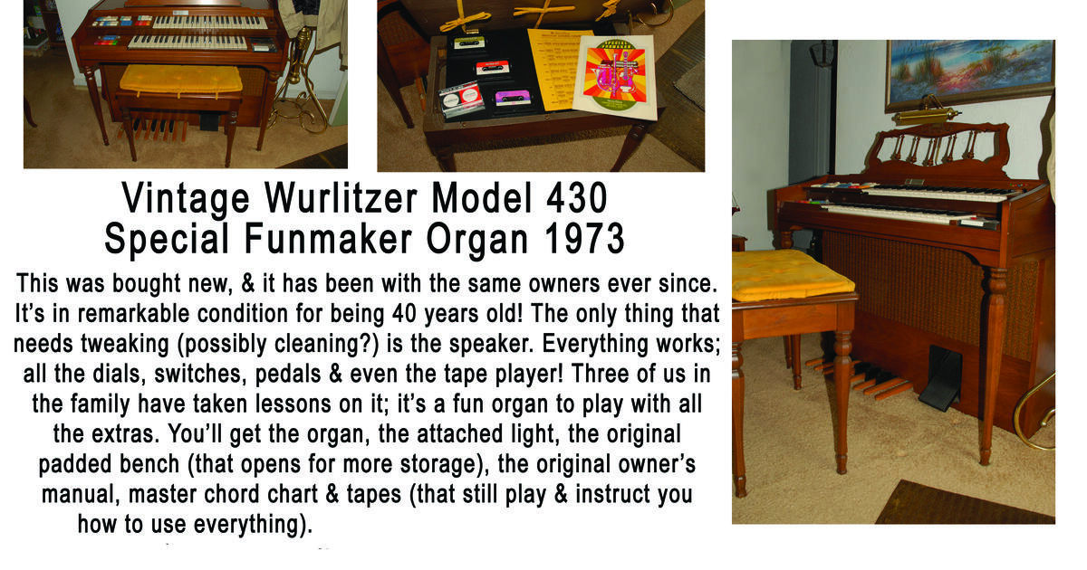Vintage Wurlitzer model 430 Special Funmaker Organ 1973 for Free in St ...