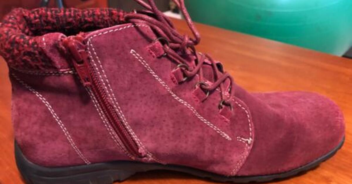 Propet Delaney Zip Lace up Ankle Boots Women's Size 9 W Wide Red Suede Leather for $25 in ...