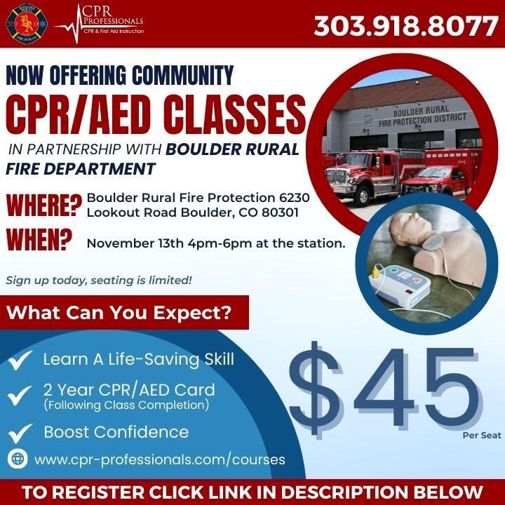 CPR Professionals is offering a community CPR/AED class here at Boulder ...