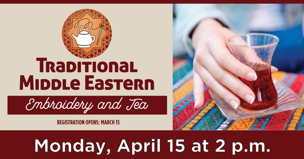 Learn about the art of Middle-Eastern cross-stitching over a cup of tea ...