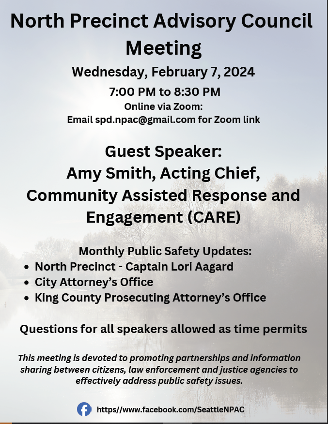 The North Precinct Advisory Council (NPAC) will meet at 7:00 pm ...