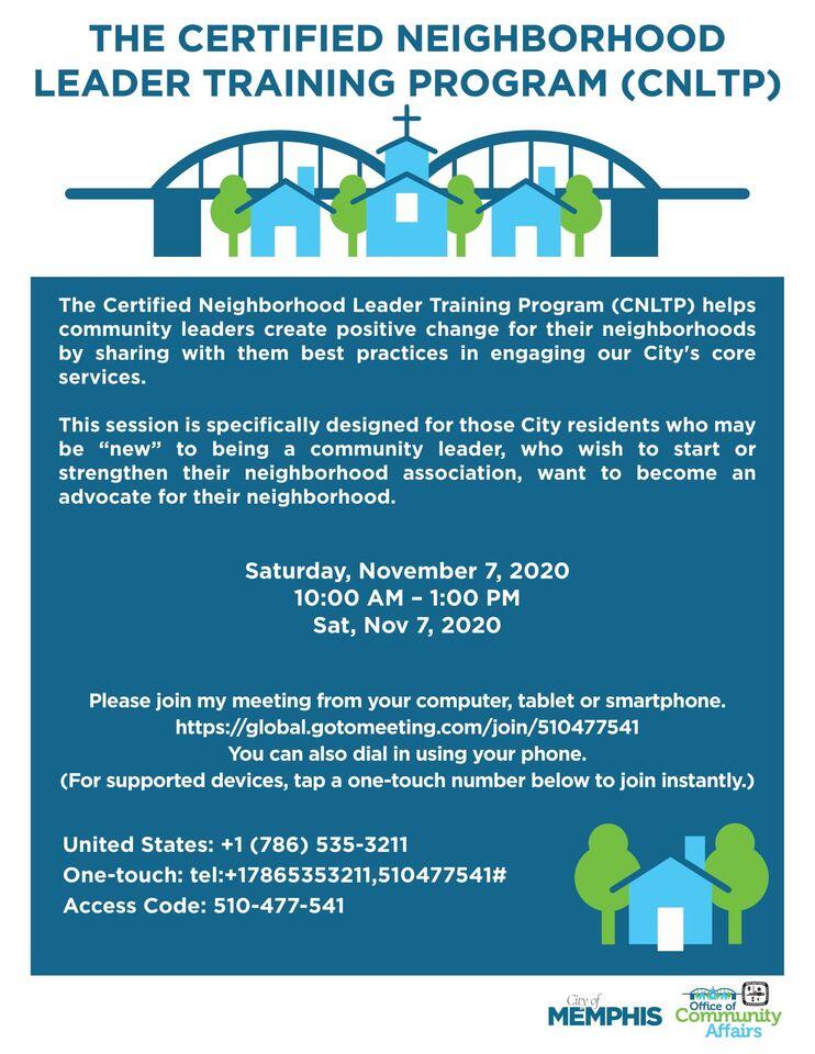The Certified Neighbor Leader Training Program - Saturday, November 7 ...
