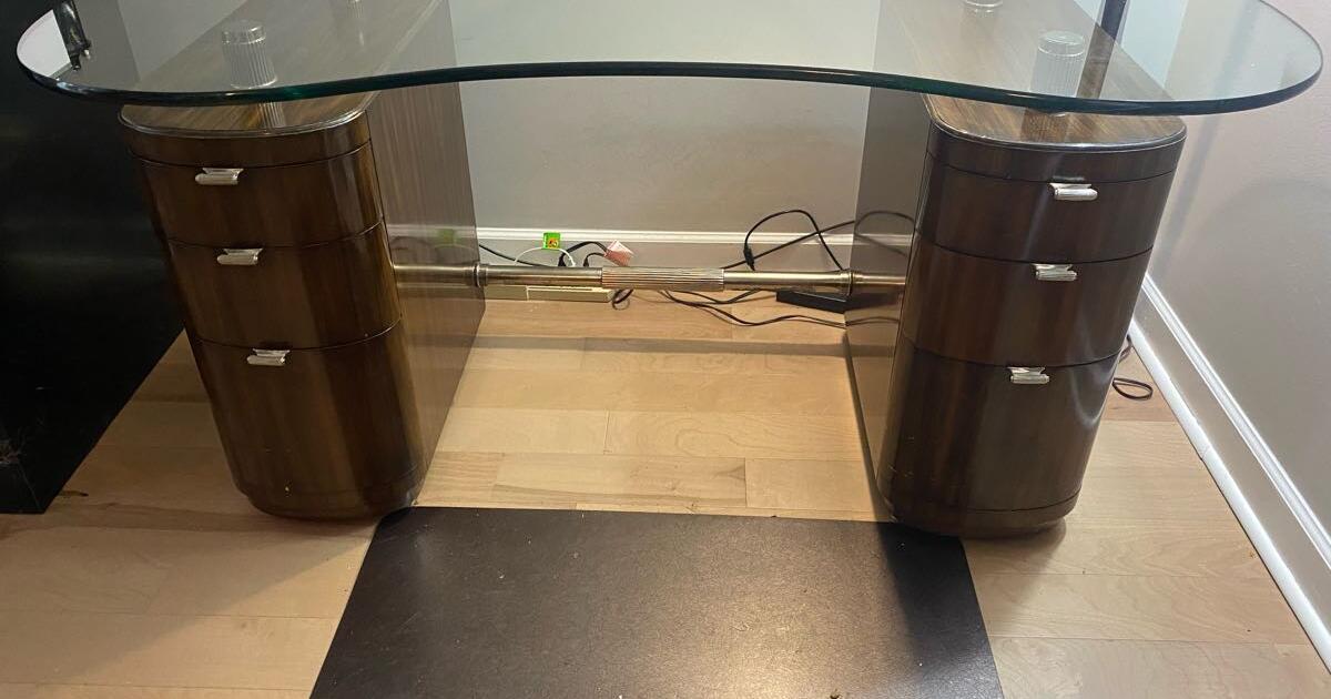 Thomasville Furniture 1990s Bogart Luxe Glass top Vanity Desk for $300 ...