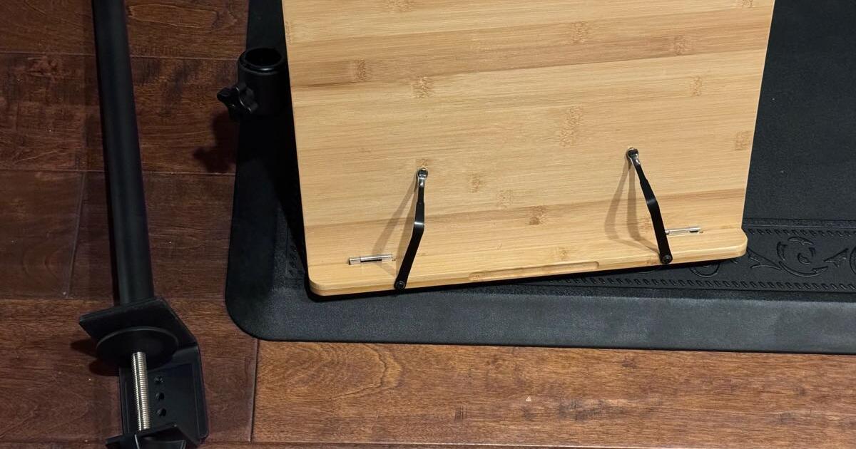 Book iPad Stand Height Adjustable - X-Large Table Side Bamboo Reading ...