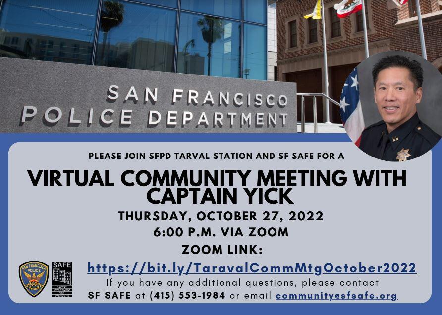 TOMORROW: SFPD Taraval's Virtual Community Meeting (San Francisco ...