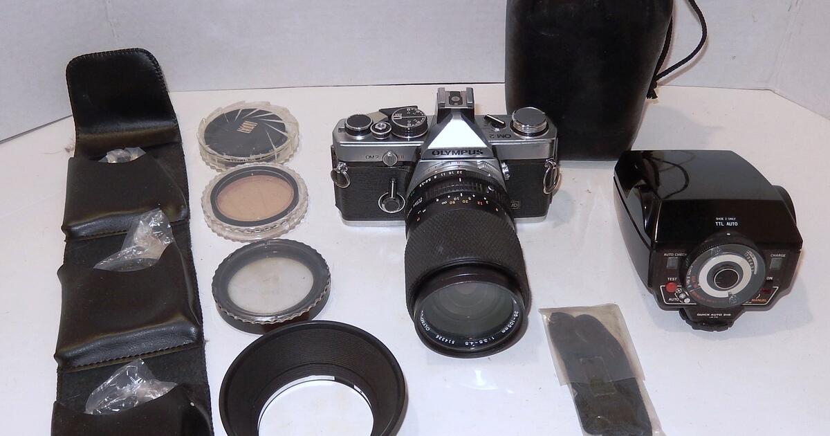 OLYMPUS OM-2 CAMERA OUTFIT, OM ZUIKO 35-105, 310 FLASH, FILTERS for ...