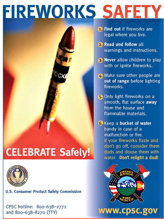 July is National Fireworks Safety Month. (Front Range Fire Rescue ...