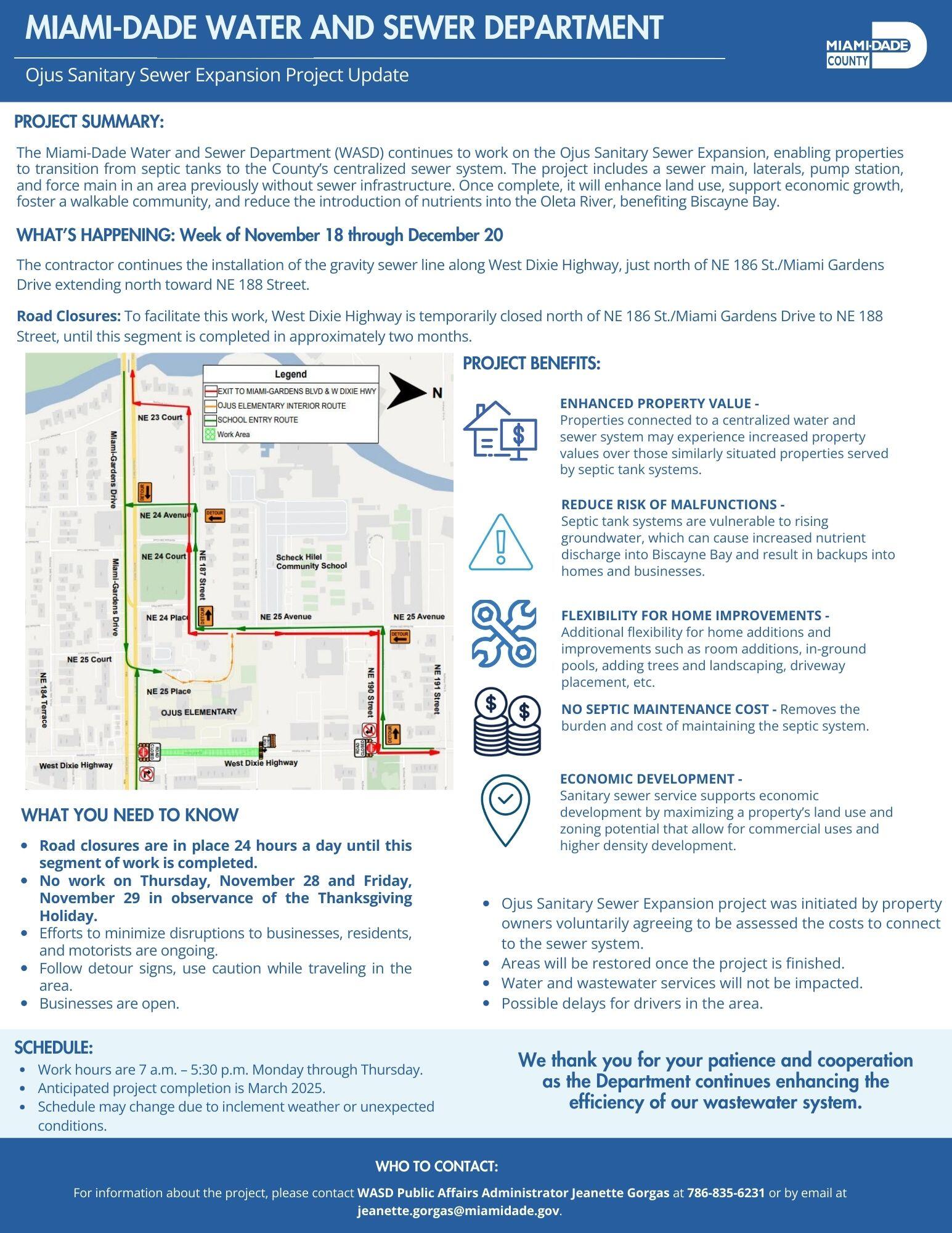 The Miami-Dade Water and Sewer Department (WASD) continues to work on ...