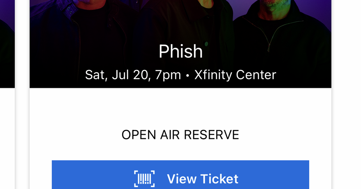 One Phish Ticket for 7/20/2024 Xfinity Center Mansfield, Ma. for $55 in East Sandwich, MA | For ...