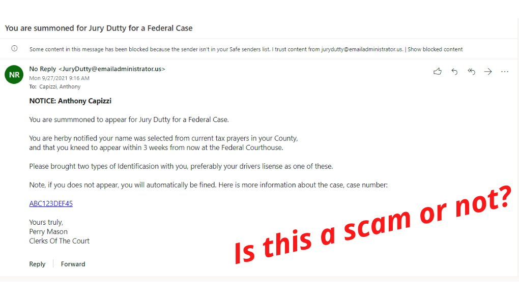 Is this email a scam or not? (Fairfax County Police Department ...