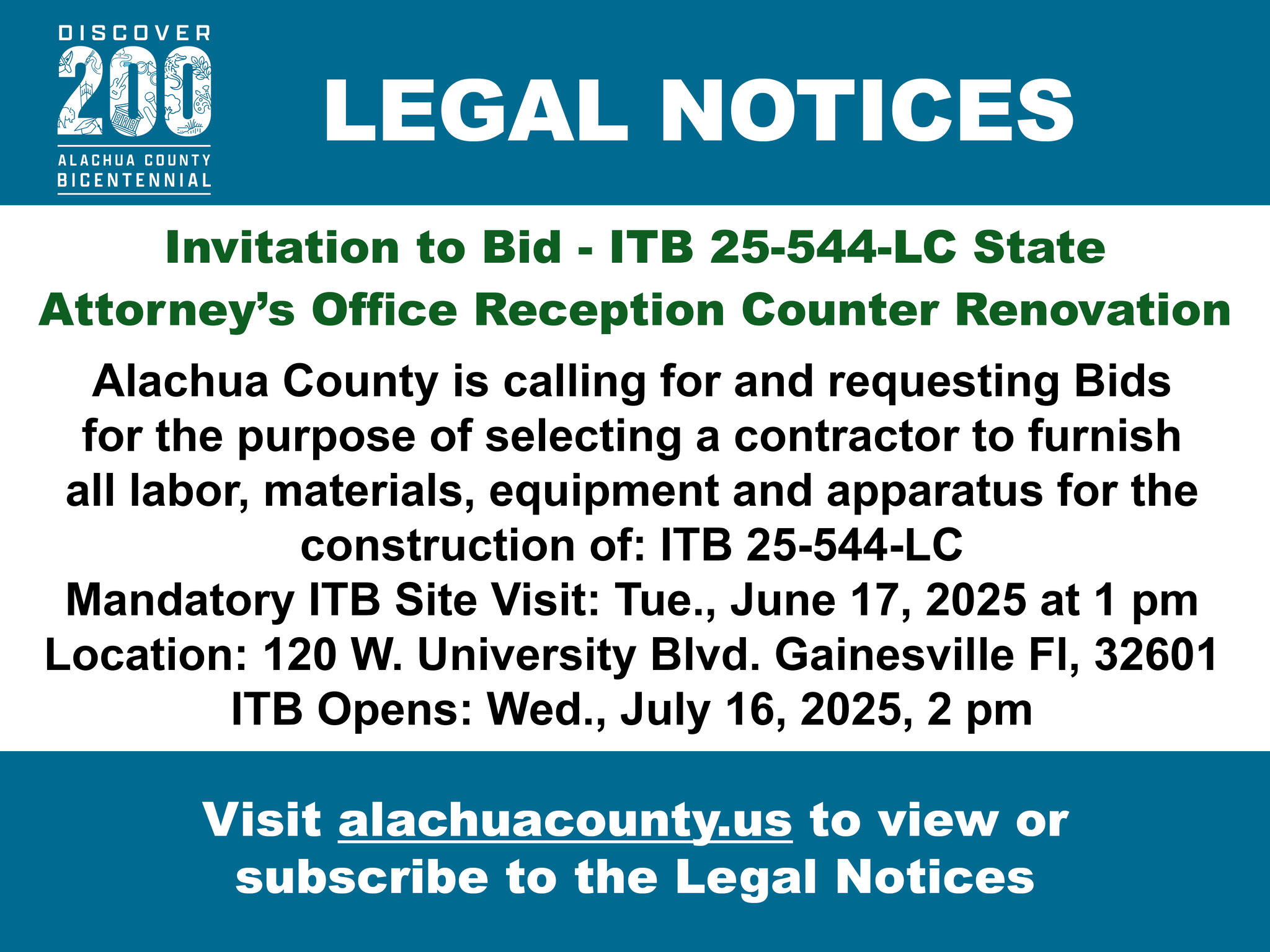 IMPORTANT LEGAL NOTICE: Invitation to Bid - ITB 25-544-LC State ...