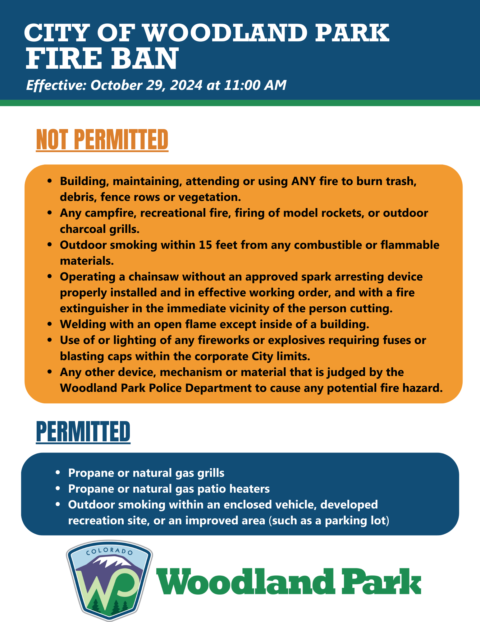 In conjunction with Teller County's Fire Ban Resolution No. (City of ...
