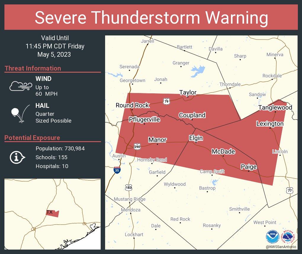 The US National Weather Service (Austin-San Antonio Texas) has issued a ...