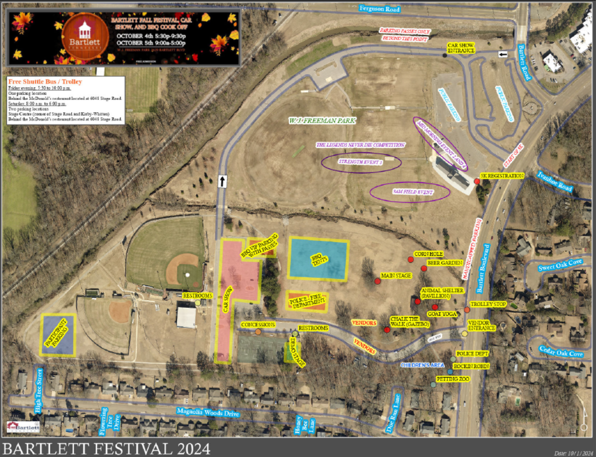 Here is a handy dandy little map of all the stuff going on at the BARTLETT FESTIVAL, CAR SHOW ...