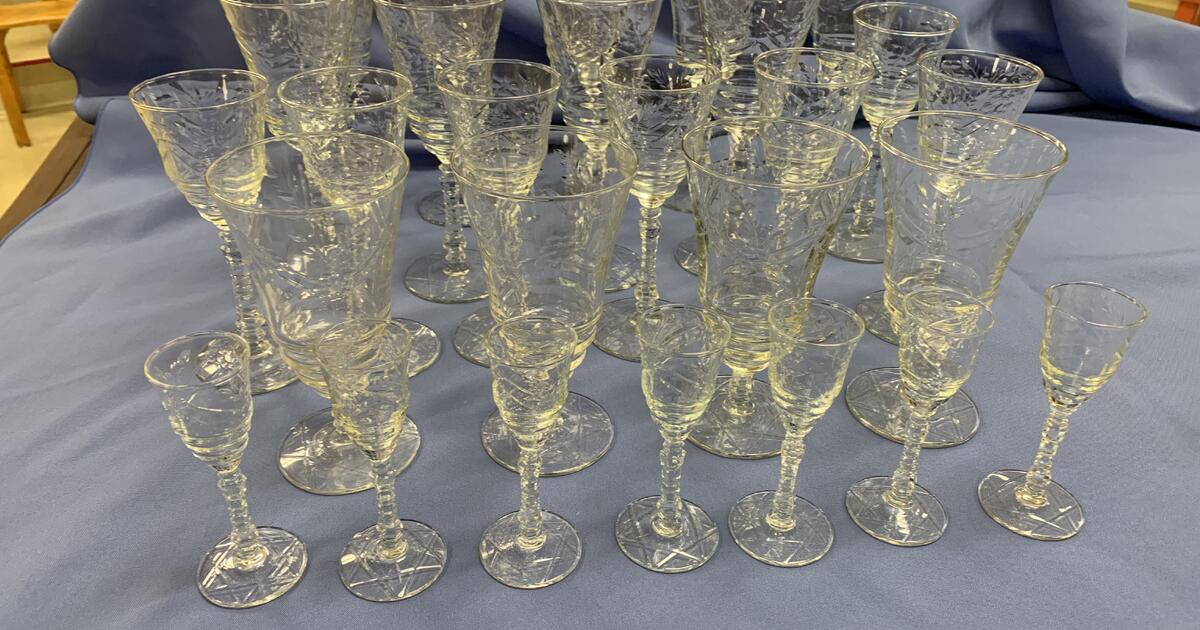 26 Crystal Wine Glasses by Rock Sharpe, Pattern Artic Rose for $80 in ...