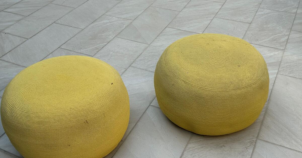 Yellow Pouf Set and Rattan Sectional Sofa for Free in Newport Beach, CA ...